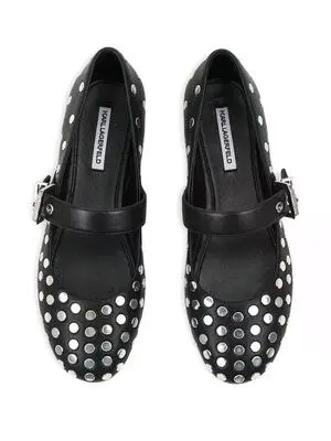Karl Lagerfeld Stud-embellished Buckle Ballet Flats