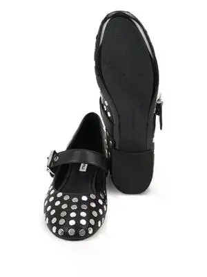 Karl Lagerfeld Stud-embellished Buckle Ballet Flats