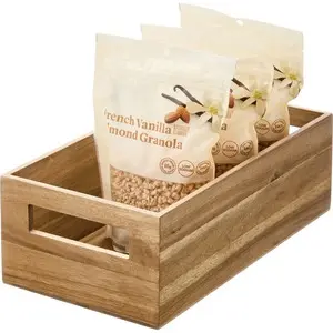 IDESIGN Acacia Wood Pantry Storage Bin With Handles - Natural