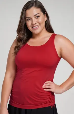 CALYPSA Maya Tankini Swim Top With Built-In Bra Red