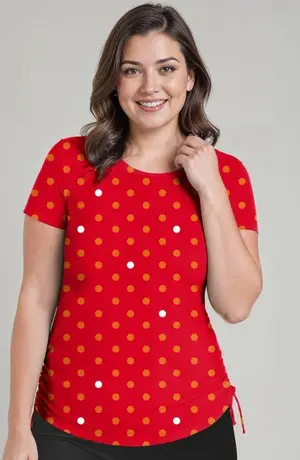 CALYPSA Short Sleeve Swim Top Dotty