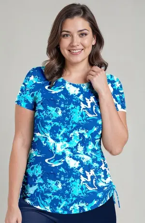 CALYPSA Short Sleeve Swim Top Tidal Wave
