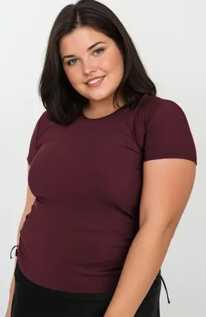 CALYPSA Short Sleeve Swim Top - Wine