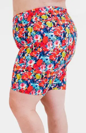CALYPSA Mid-thigh Swim Shorts - Aloha Flowers