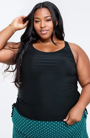 CALYPSA Maya Tankini Swim Top With Removable Cups - Black