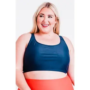 CALYPSA Racerback Swim Bra With Removable Cups - Navy