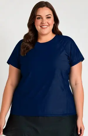 CALYPSA Loose Fit Adele Swim Top - Navy