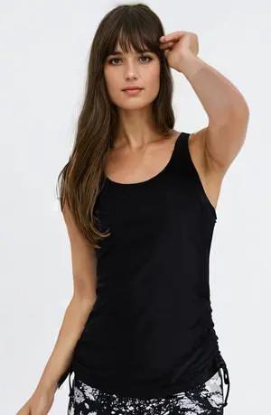 CALYPSA Maya Tankini Swim Top With Removable Cups Black