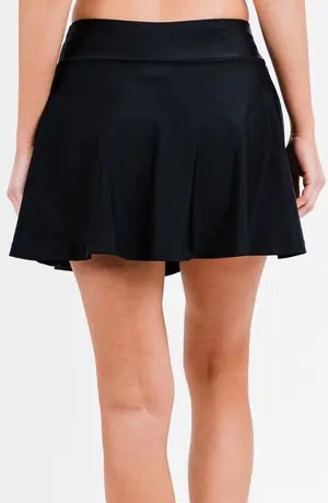 CALYPSA Flowy Swim Skirt With Shorts - Black