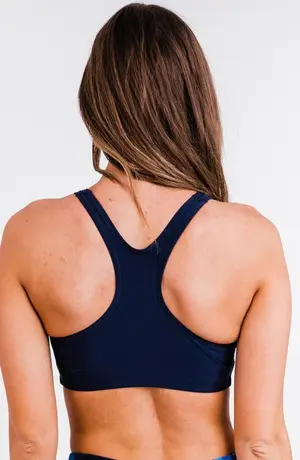 CALYPSA Racerback Swim Bra With Removable Cups - Navy