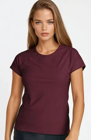 CALYPSA Loose Fit Adele Swim Top Wine