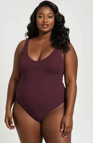 CALYPSA Mila One-Piece Swimsuit With Built-In Bra Wine