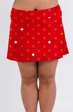 CALYPSA Short Swim Skort With Built-in Shorts - Dotty Pattern