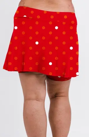 CALYPSA Short Swim Skort With Built-in Shorts - Dotty Pattern
