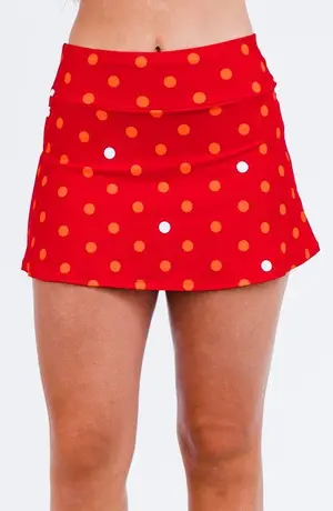 CALYPSA Short Swim Skort With Built-in Shorts - Dotty