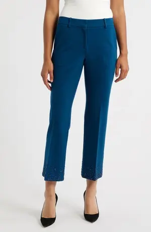 Anne Klein Crop Flare Trousers Baltic Teal