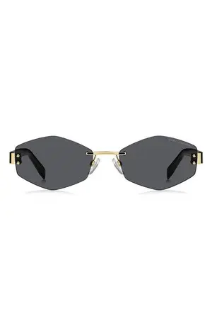 Marc Jacobs 57mm Geometric Sunglasses With Chain - Gold Black/grey