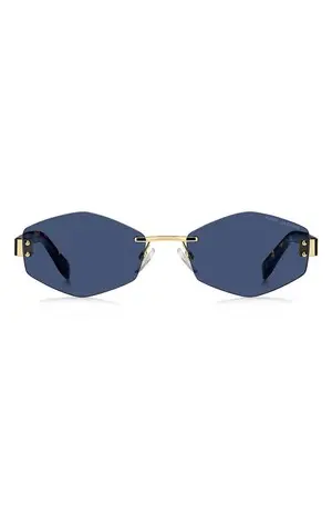 Marc Jacobs 57mm Geometric Sunglasses With Chain - Gold Blue/blue