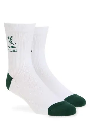 PALMES Contrast Logo Tennis Crew Socks - White