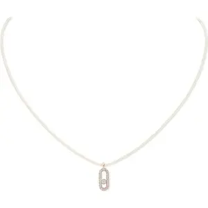 Messika Care Diamond Pavé Pendant Cord Necklace - Pink Gold