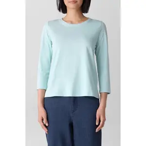 Eileen Fisher Organic Cotton Three-quarter Sleeve Top - Arctic Blue