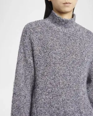 Giorgio Armani Turtleneck Cashmere-silk Bouclé Sweater - Navy