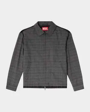 Diesel J-ting Satin And Prince Of Wales Full-zip Coach Jacket - Deep/black