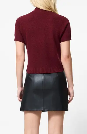 French Connection Vhari Short Sleeve Crop Sweater - Cabernet
