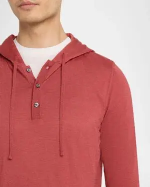 Kiton Cashmere And Silk Half-placket Hoodie