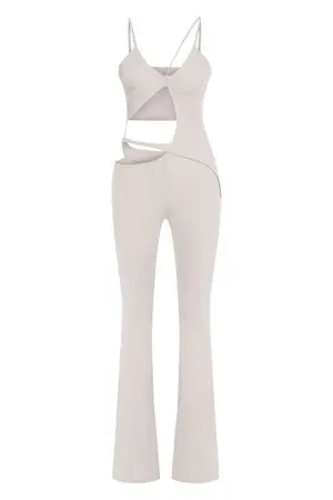 JENDUE Cielo Cut-Out Jumpsuit Beige