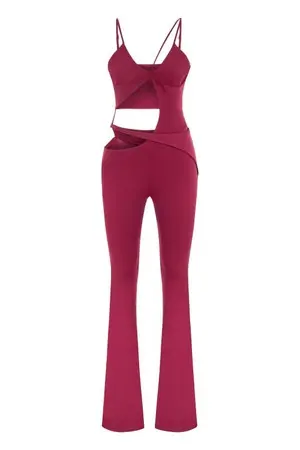 JENDUE Cielo Cut-Out Jumpsuit Cherry