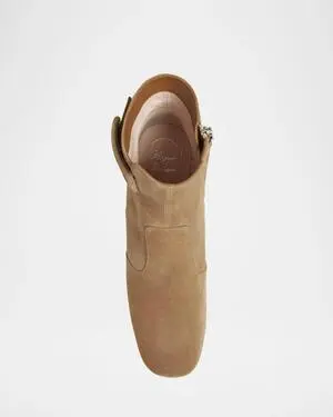 ROGER VIVIER Tres Vivier Suede Buckle Ankle Booties - Brown