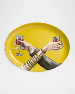 FORNASETTI Brindisi Oval Tray - Yellow