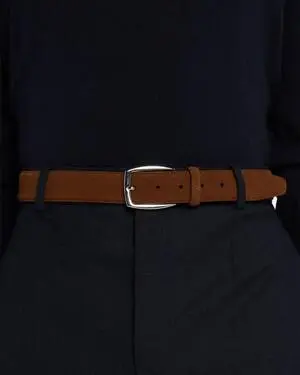 Brioni Square-buckle Suede Belt - Brown