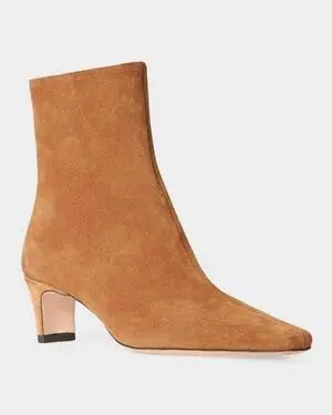 Staud Wally Suede Ankle Boots Tan