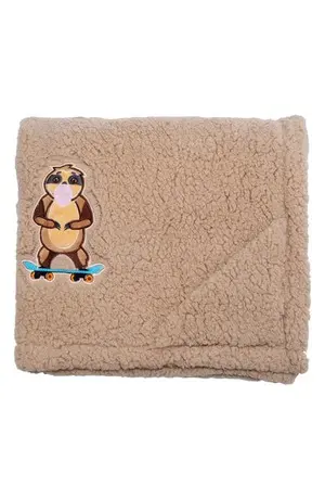 MIMISH Skating Sloth Reversible Fleece Baby Blanket - Curry