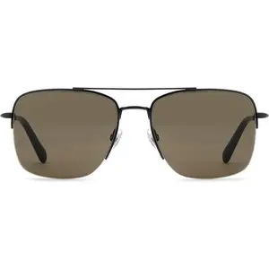 Fossil 57mm Rectangular Sunglasses - Matte Black/brown