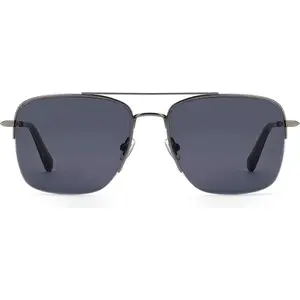 Fossil 57mm Rectangular Sunglasses - Matte Dark Ruthenium/grey