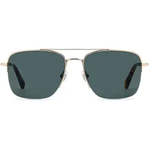 Fossil 57mm Rectangular Sunglasses - Matte Light Gold/green