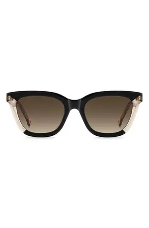 Carolina Herrera 52mm Cat-eye Sunglasses - Black Beige/brown