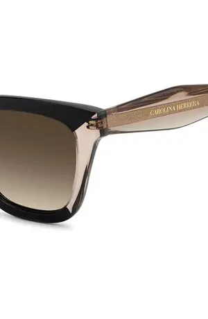Carolina Herrera 52mm Cat-eye Sunglasses - Black Beige/brown