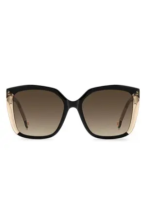 Carolina Herrera Her 57mm Gradient Square Sunglasses - Black Nude/brown Sf