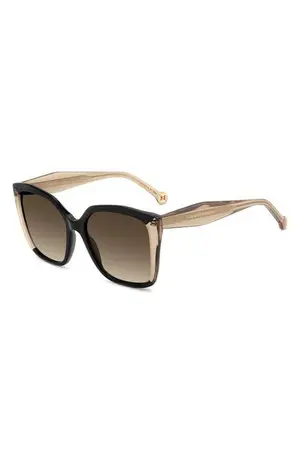 Carolina Herrera Her 57mm Gradient Square Sunglasses - Black Nude/brown Sf