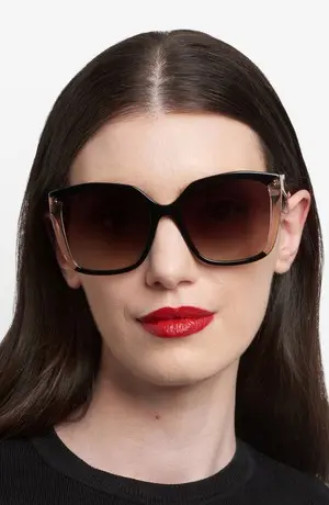 Carolina Herrera Her 57mm Gradient Square Sunglasses - Black Nude/brown Sf