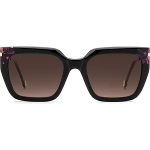 Carolina Herrera 55mm Rectangular Sunglasses - Black Pink/brown