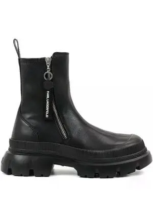 Karl Lagerfeld Zip-detail Chunky Sole Boots - Black