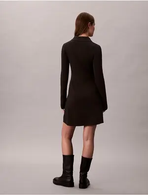 Calvin Klein Cotton Rib V-neck Polo Mini Dress