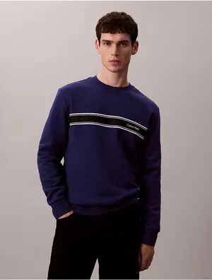 Calvin Klein Fleece Stripe Classic Sweatshirt - Blueprint