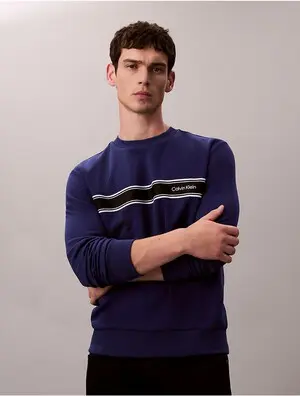 Calvin Klein Fleece Stripe Classic Sweatshirt - Blueprint