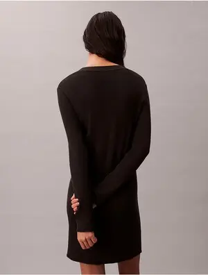 Calvin Klein Cotton Ribbed Knit Duster - Black